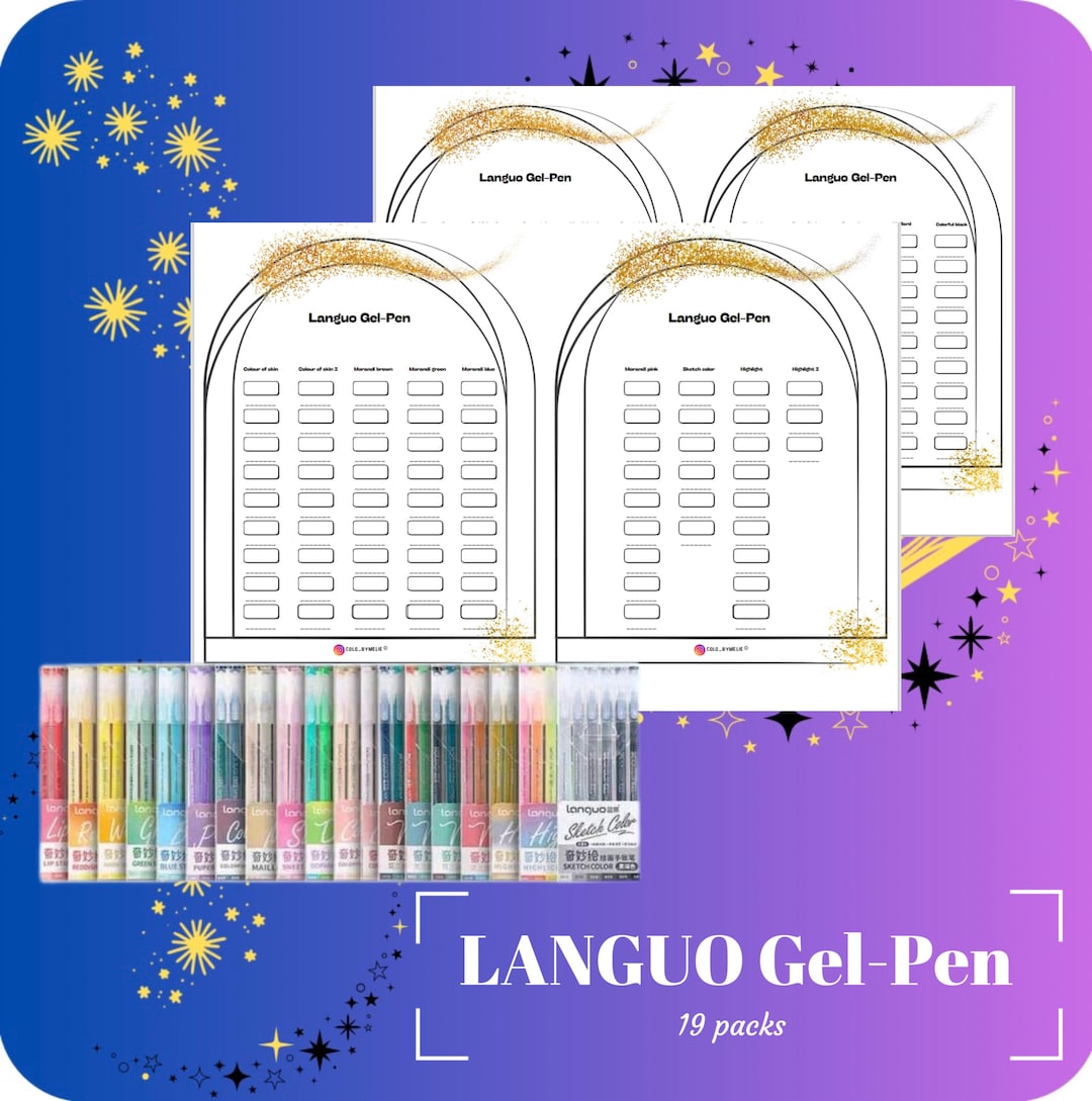 LANGUO Gel Pen - Color Chart Suitable for All 19 Packs - to Print - - Etsy
