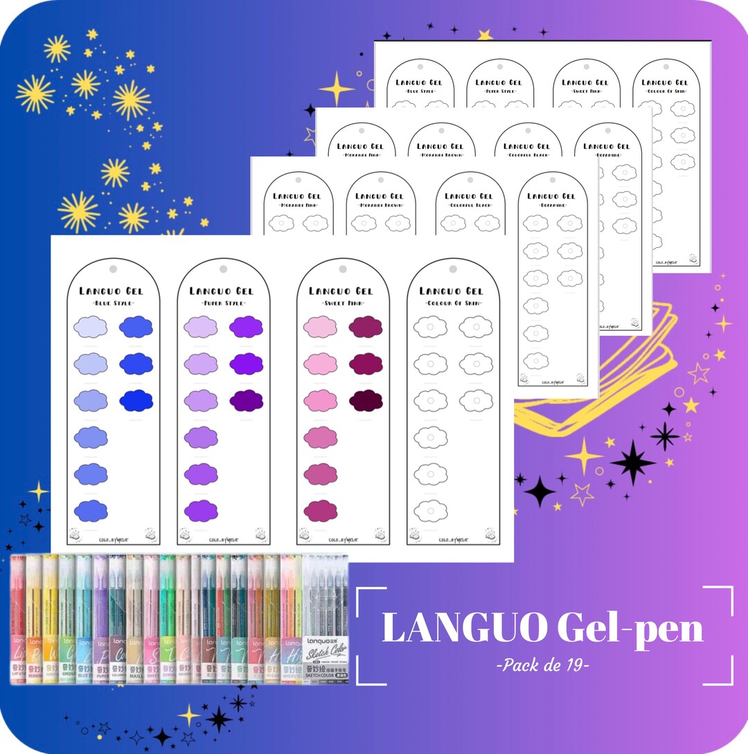 LANGUO Gel Pen Color Chart Unnumbered - Suitable for 19 Packs ...