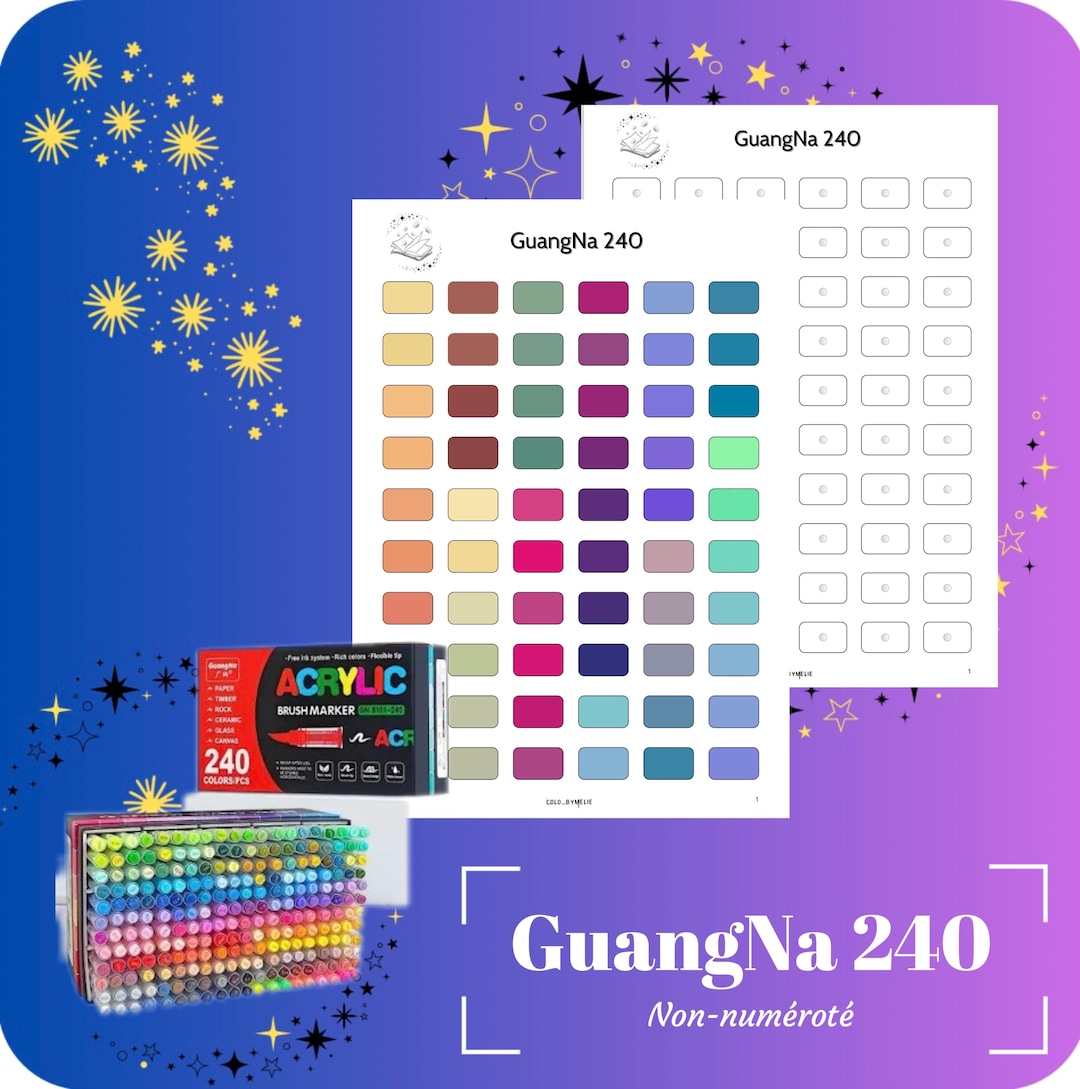 Guangna 240 - Unnumbered Color Chart - to Print - - Etsy