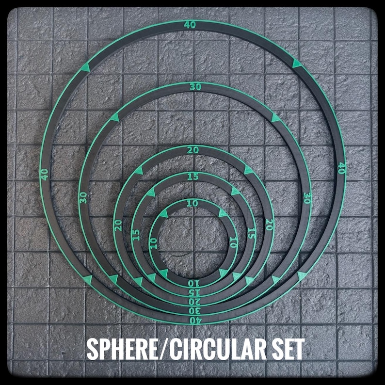 3D Printed Dnd Area of Effect Templates – Spell Radius Tracker - Etsy