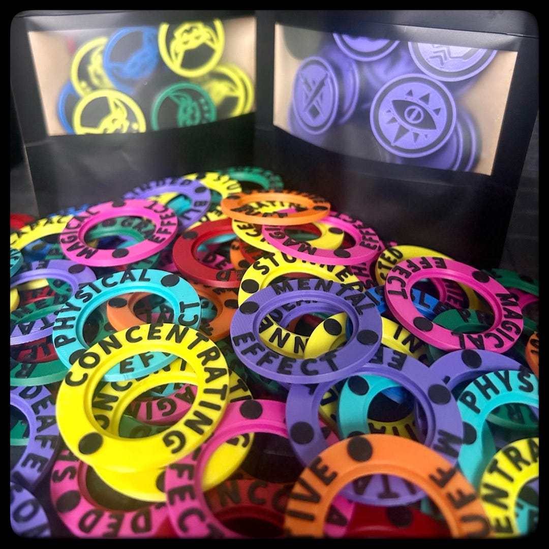3D Printed FULL Set of Condition Rings - TTRPG and Dungeon Master Gift ...