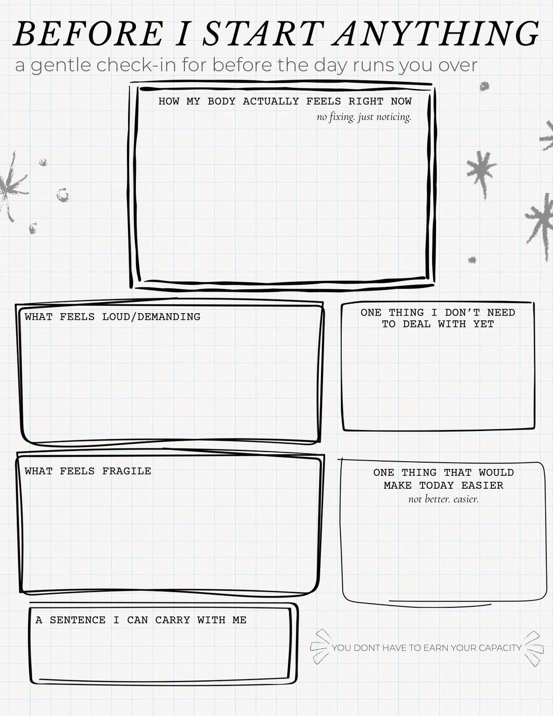 Before I Start Anything – Gentle Daily Check-in Worksheet | ADHD ...