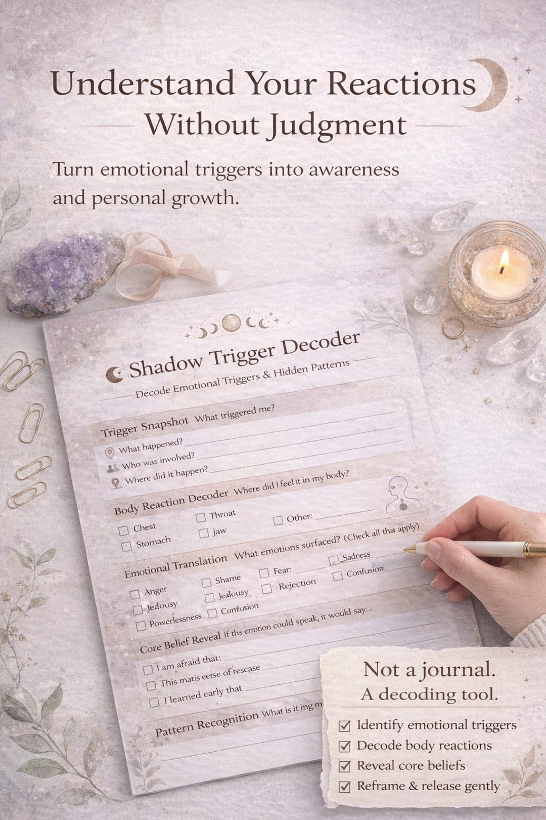 Self Reflection Worksheet | Emotional Trigger Decoder (digital Download ...