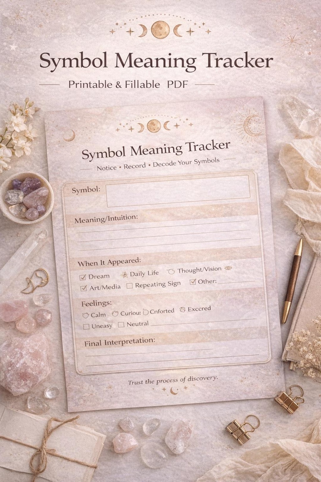 Celestial Symbol Tracker | Printable Journal Insert (digital Download ...
