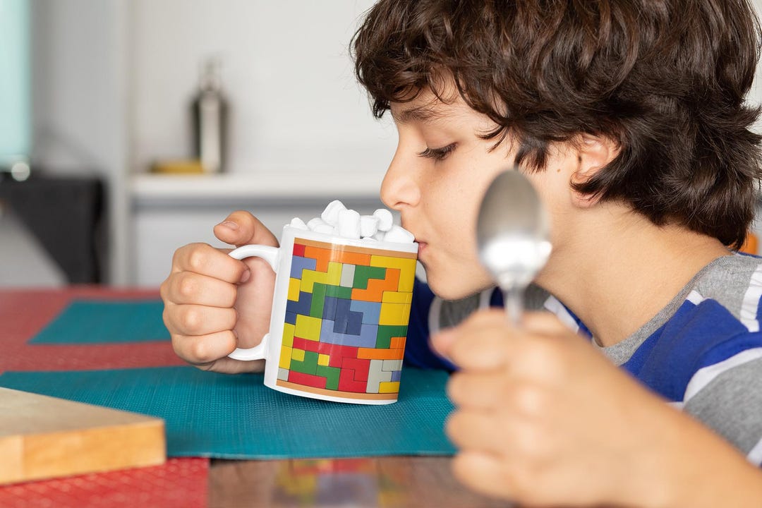 Tetris Block Puzzle Ceramic Mug, Fun Colorful Retro Game Coffee Cup ...