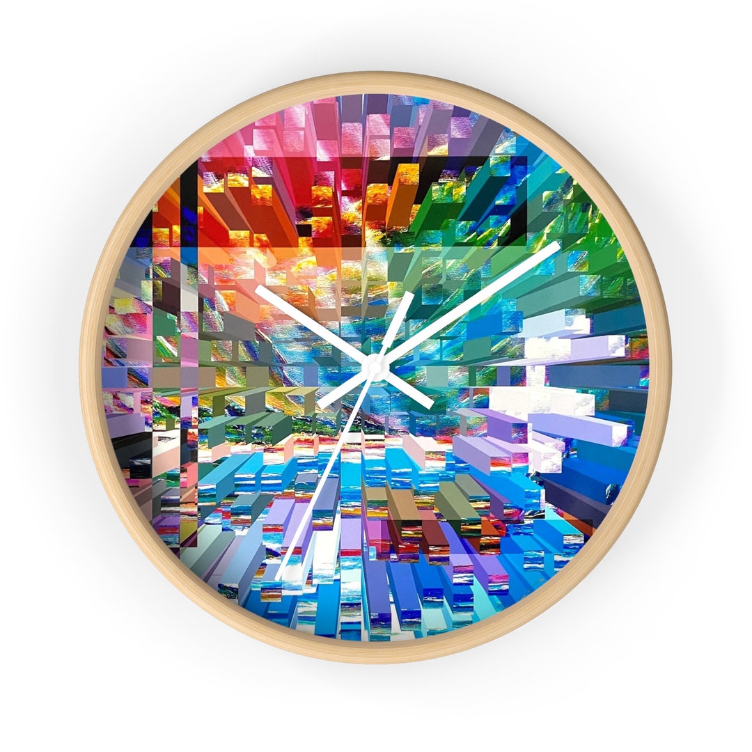 Round Wall Clock 10 Hawaii Rainbow Wall Hanging, Kaleidoscope Clock ...
