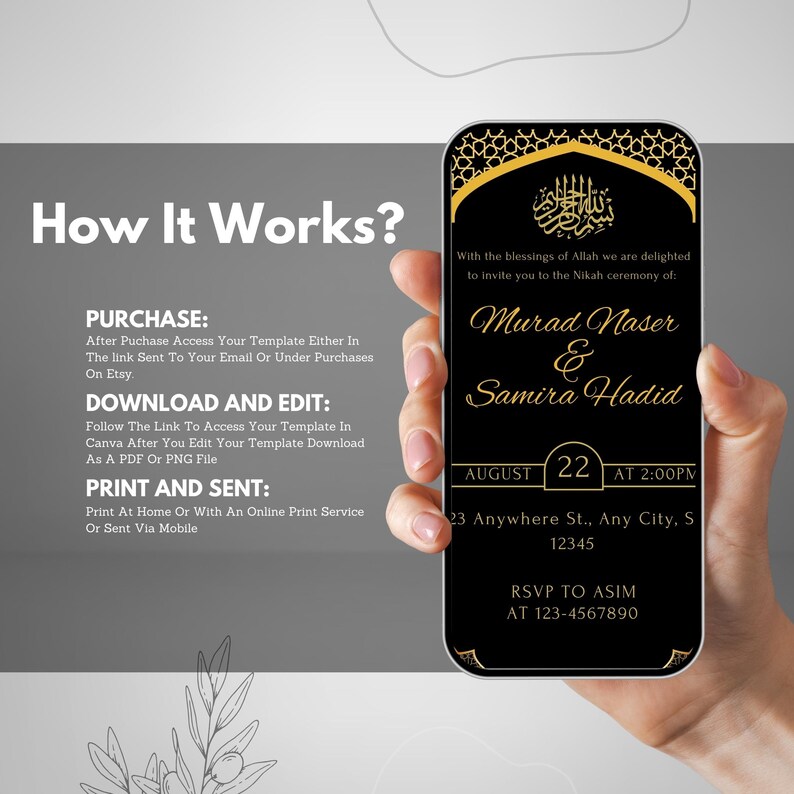 Muslim Wedding Invite Muslim Nikkah Invite Desi Wedding Invite Nikkah ...