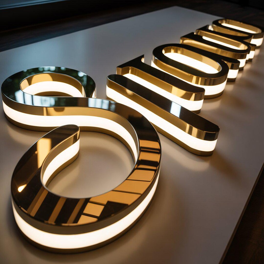 Placa de LED com logotipo de metal personalizada e retroiluminada ...