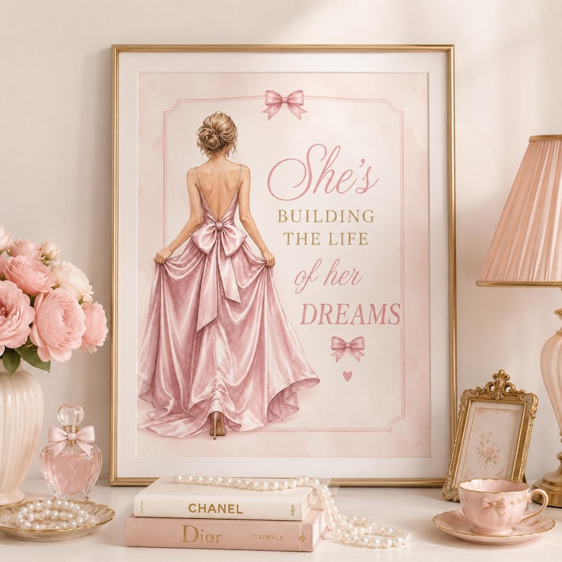 Coquette Dreams Clipart Bundle, 71 Pink Vintage Fashion PNG (digital ...