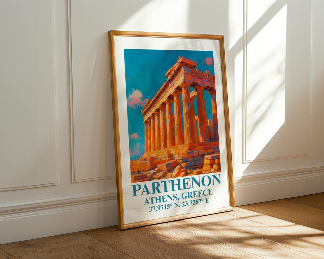 Parthenon Acropolis Athens Greek Digital Print, Greek Landmark Art ...