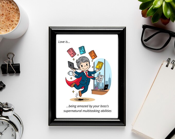 Cartoon Boss Portrait, Boss Gift, Bosses Day Gift Ideas for Him Male ...