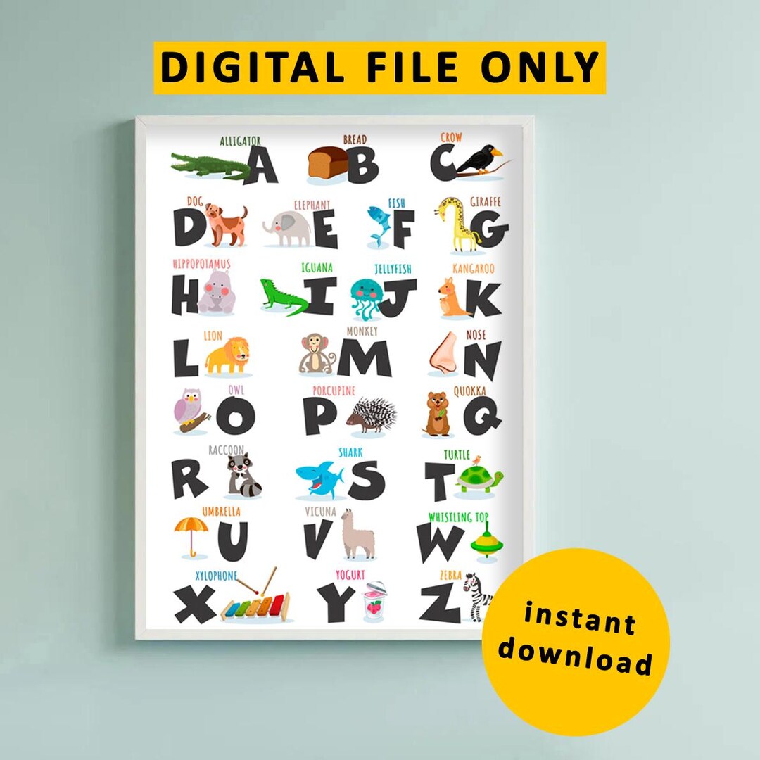 DIGITAL English Alphabet Poster for Kids, ABC Poster for Children ...