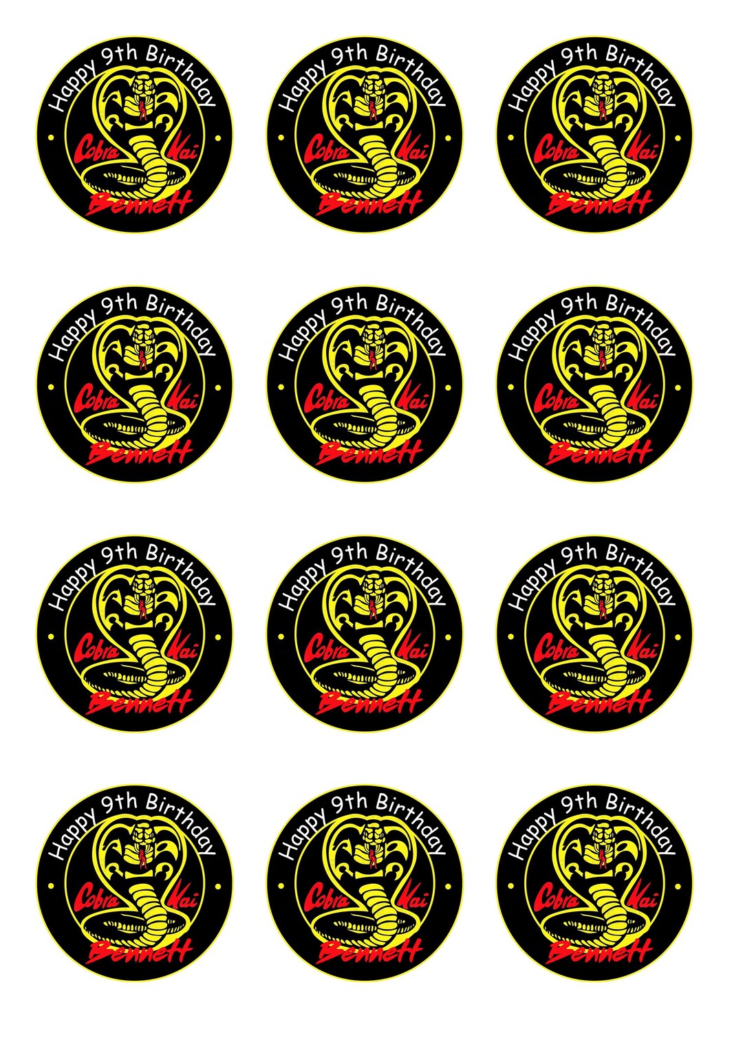 Cobra Kai Cupcake Topper Digital Download | Customizable & Resizable ...