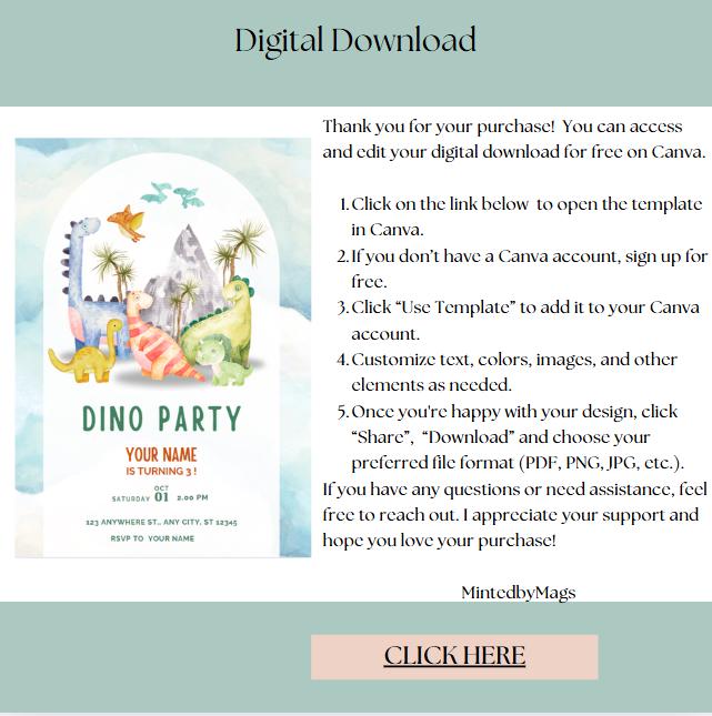 Dino Birthday Invitation - Etsy