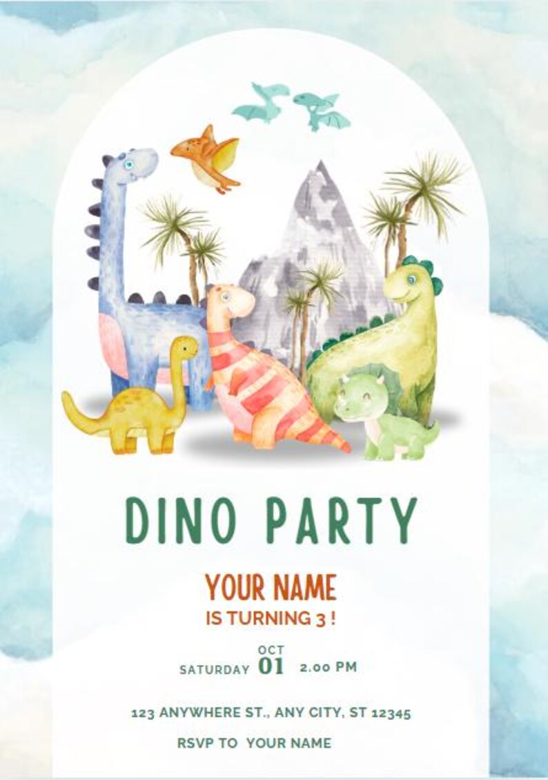 Dino Birthday Invitation - Etsy