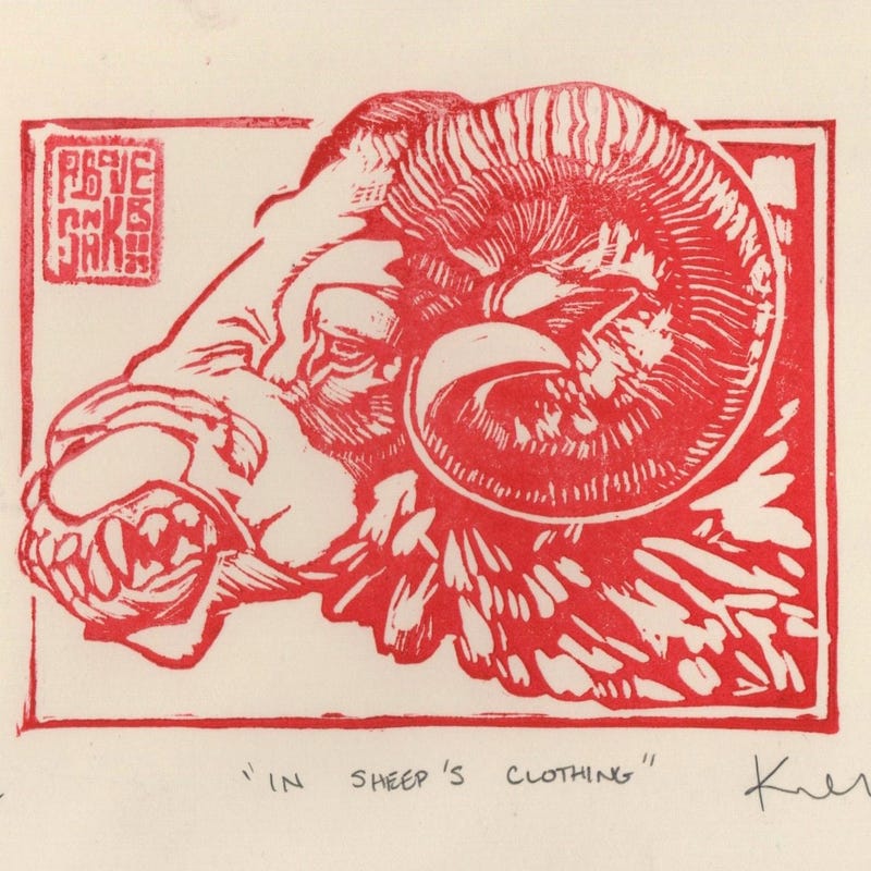 Linocut Print Ram - Etsy