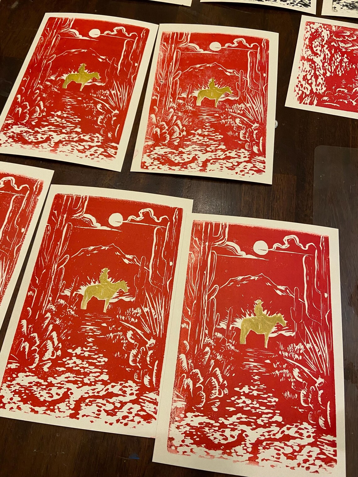The Stranger - Hand-printed Linocut Western Cowboy Illustration - Etsy