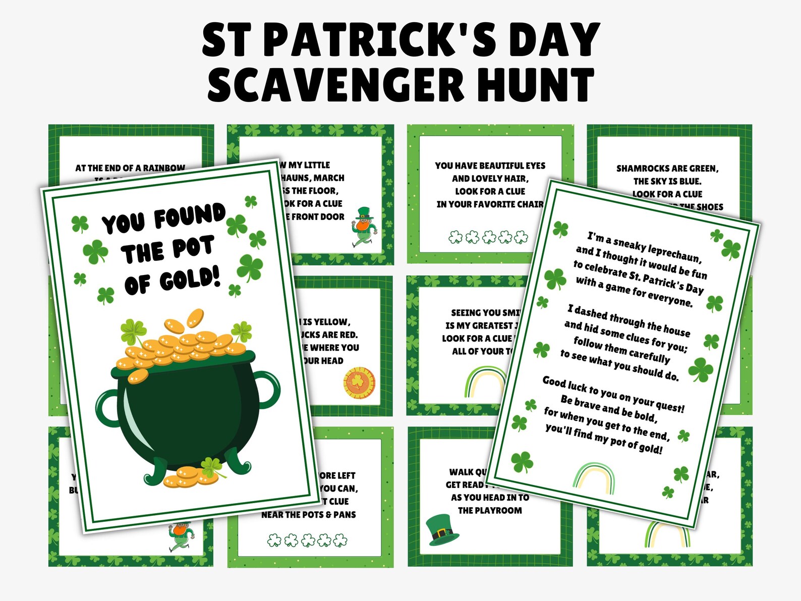 St Patricks Day Treasure Hunt Clues | St. Patrick's Day Game for Kids ...