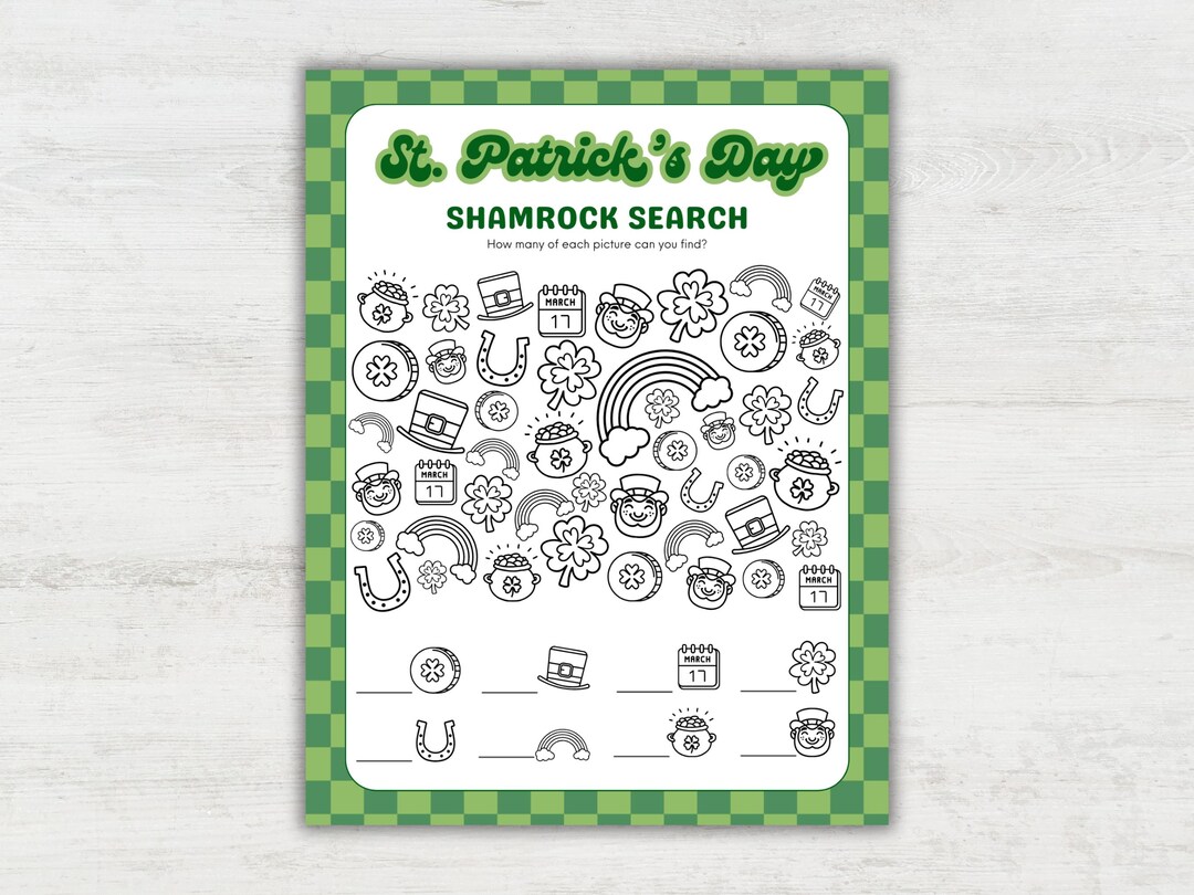 St Patrick's Day Games for Kids, Printable Shamrock Search Game ...