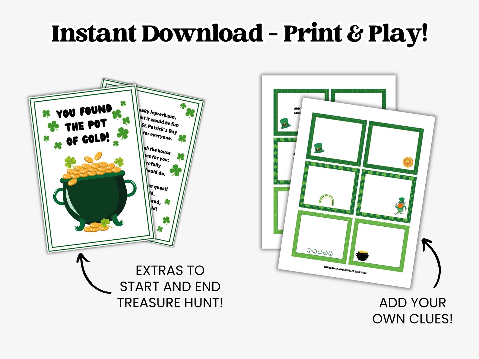 St Patricks Day Treasure Hunt Clues | St. Patrick's Day Game for Kids ...