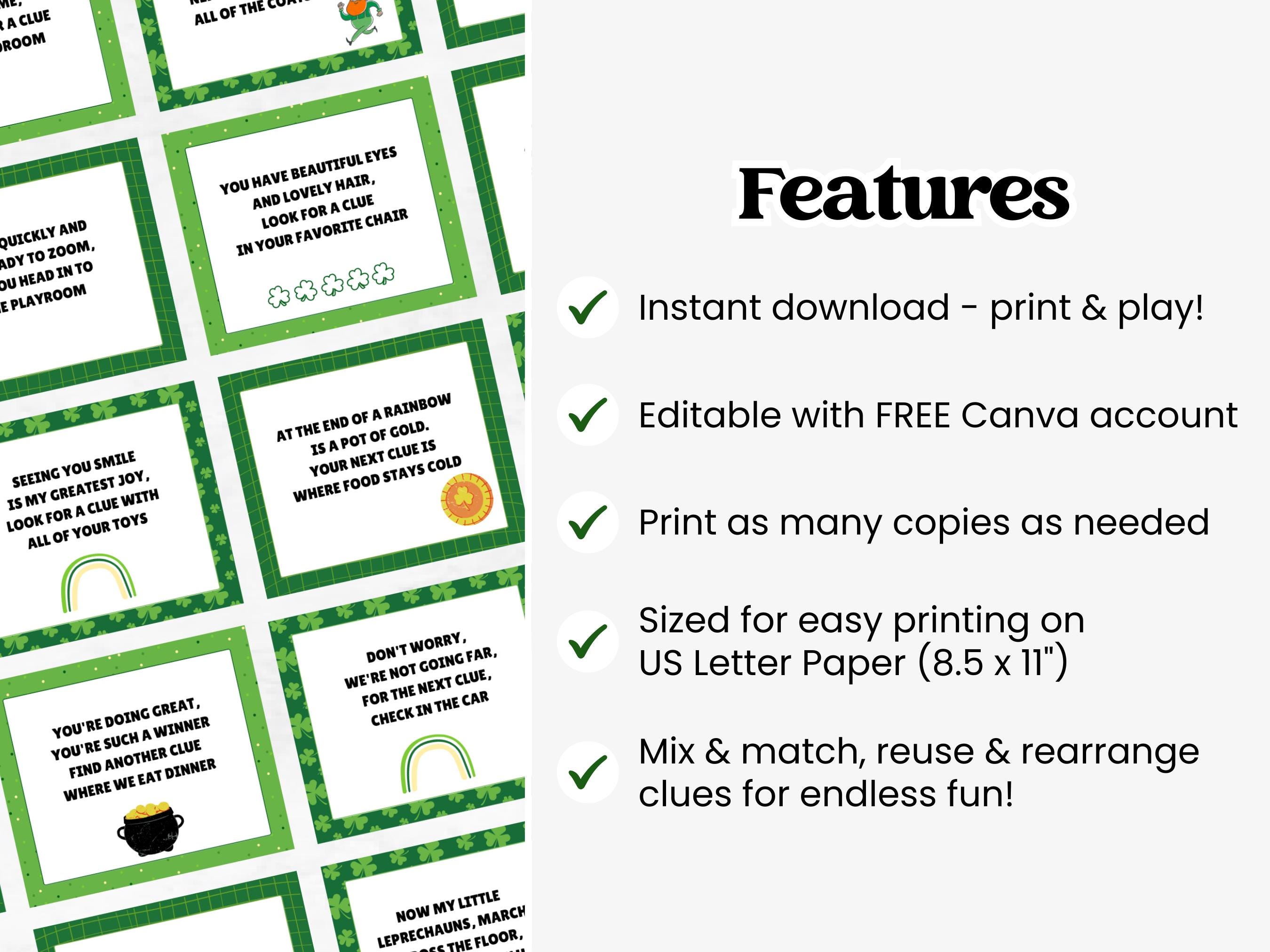 St Patricks Day Treasure Hunt Clues | St. Patrick's Day Game for Kids ...