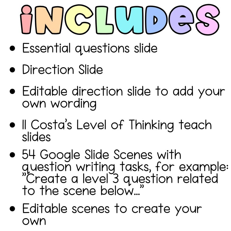 Costa’s Levels of Questioning Activity | Editable Critical Think Scenes ...