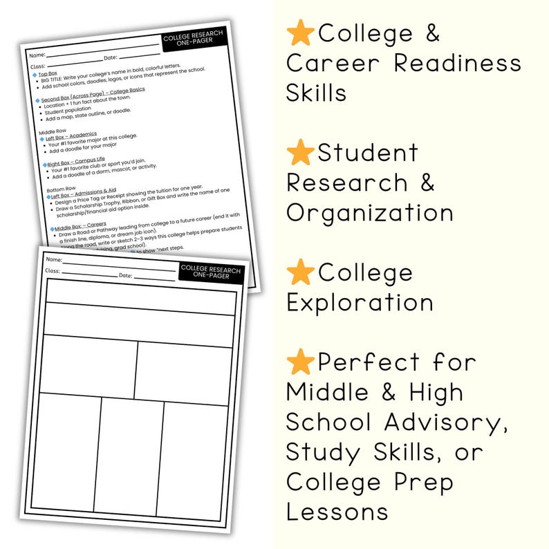 College Research One-pager Template: Editable Canva Project (PDF) - Etsy