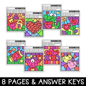 Valentine’s Day Color by Number Worksheets | Numbers 1–10 | Preschool ...