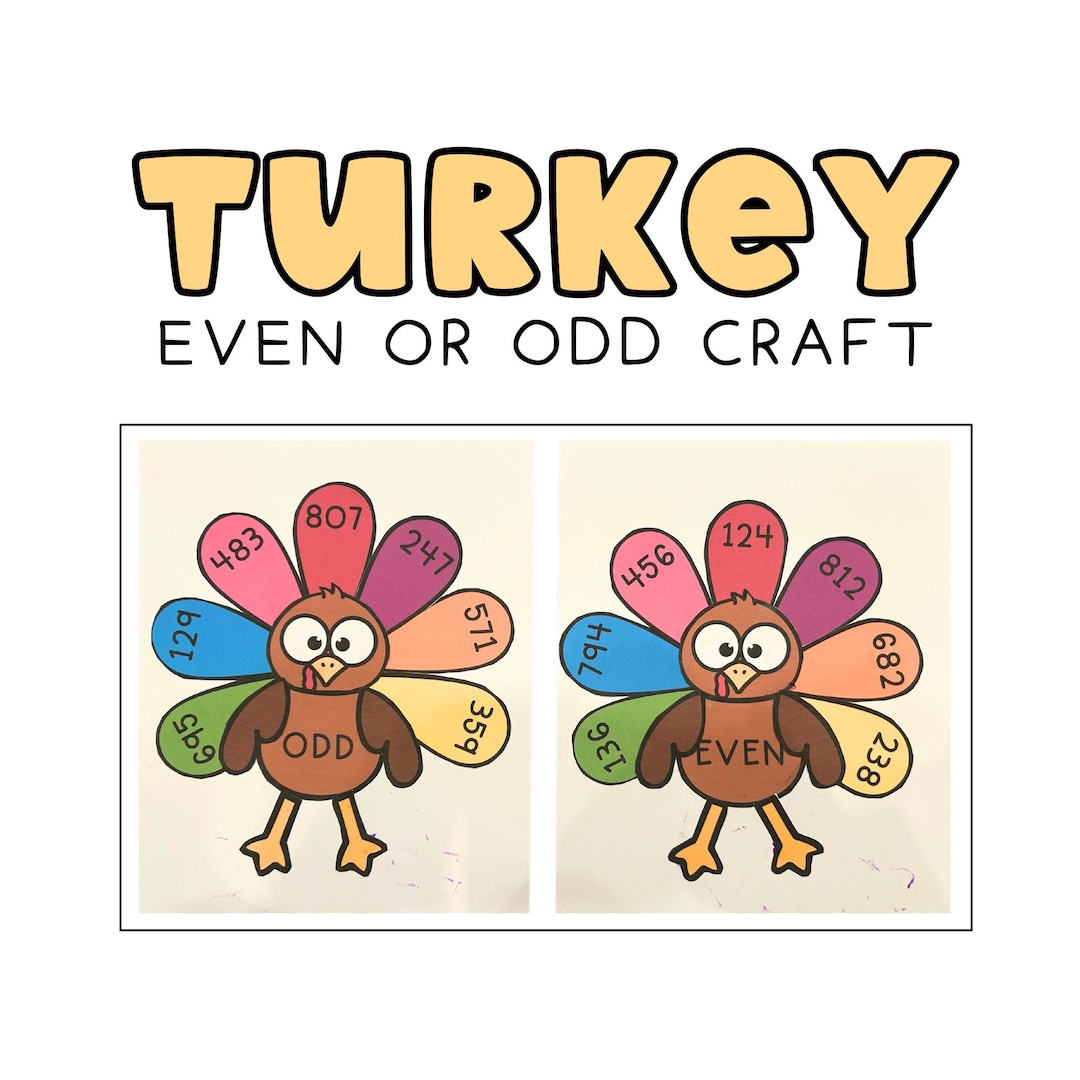 Turkey 3-digit Even & Odd Number Sort Craft | Printable Thanksgiving ...