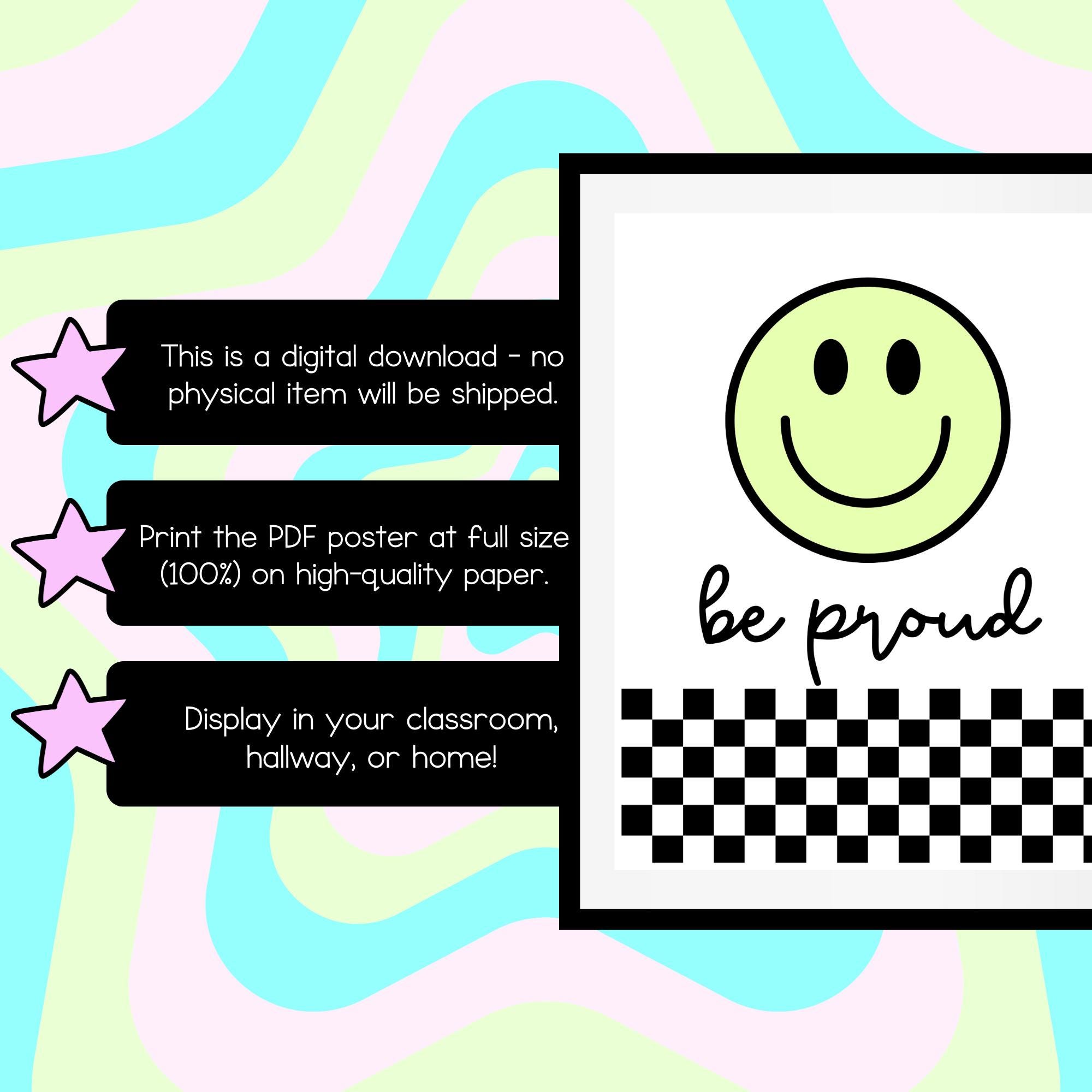 Retro Smiley Face Classroom Posters | Preppy Checkered Back to School ...