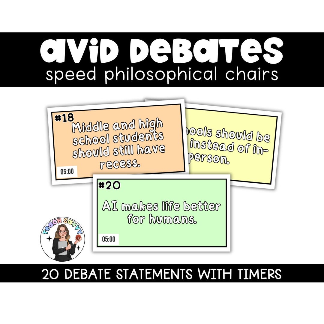 AVID Debates Middle & High School | Speed Philosophical Chairs for Team ...