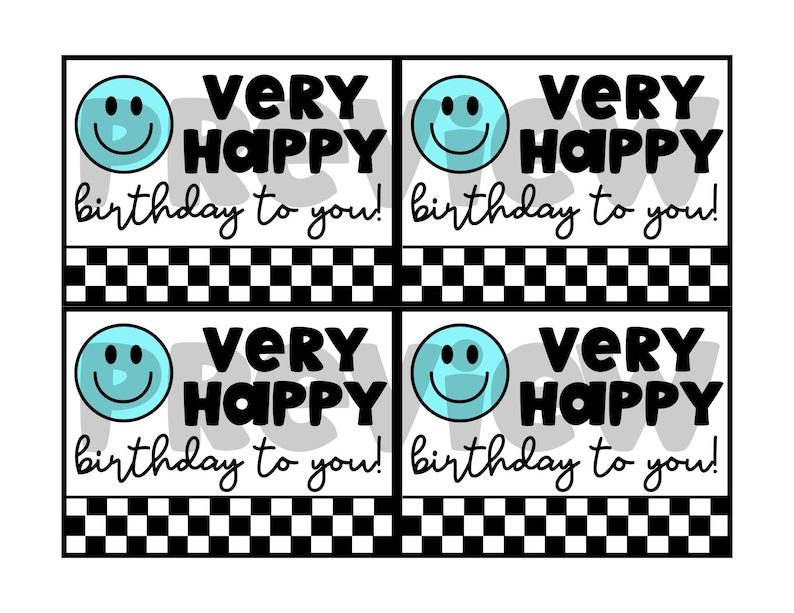 Back to School Checkered Smiley Birthday Gift Tags | Students, Teachers ...