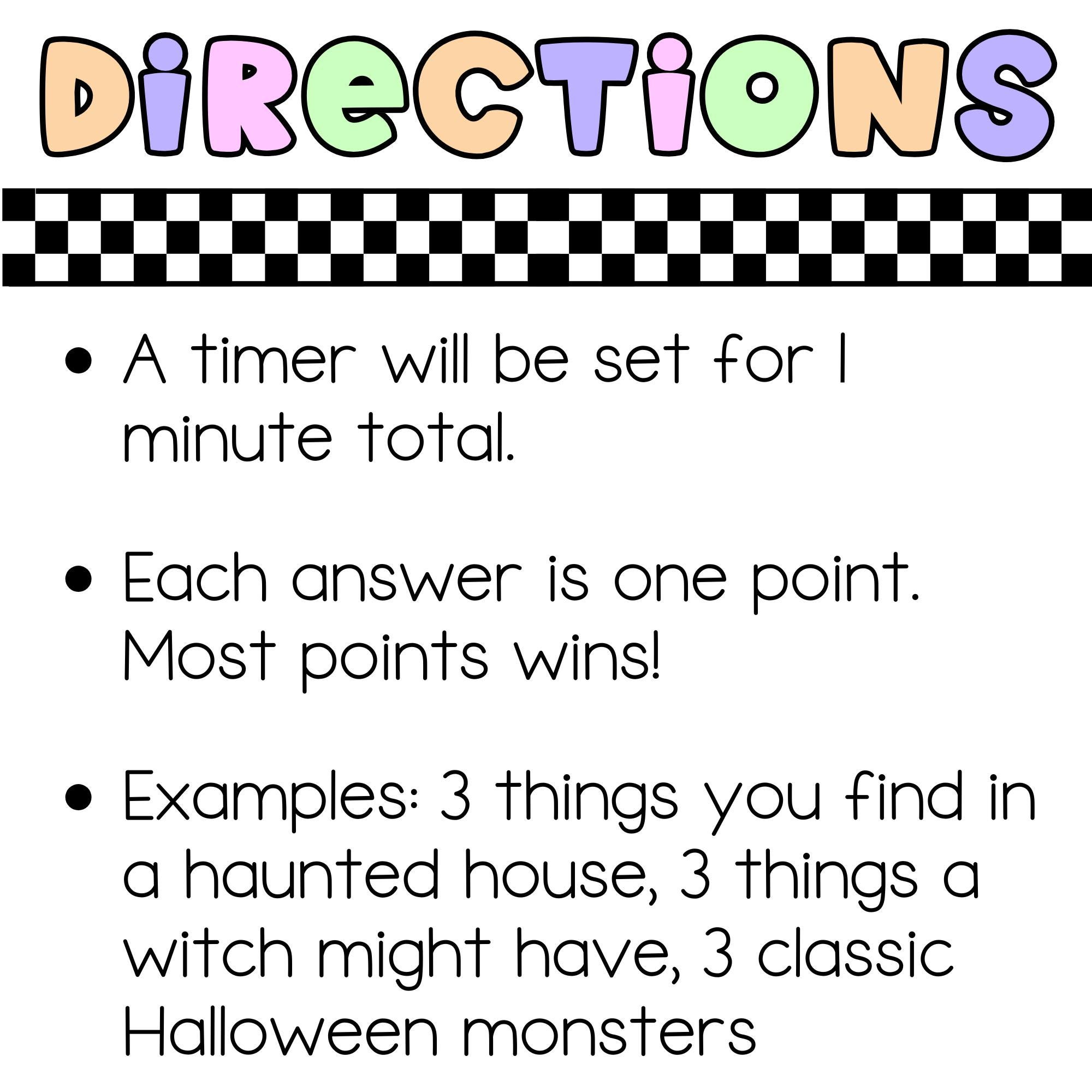 Halloween Think Fast Game | Classroom Brain Break, Party Icebreaker ...