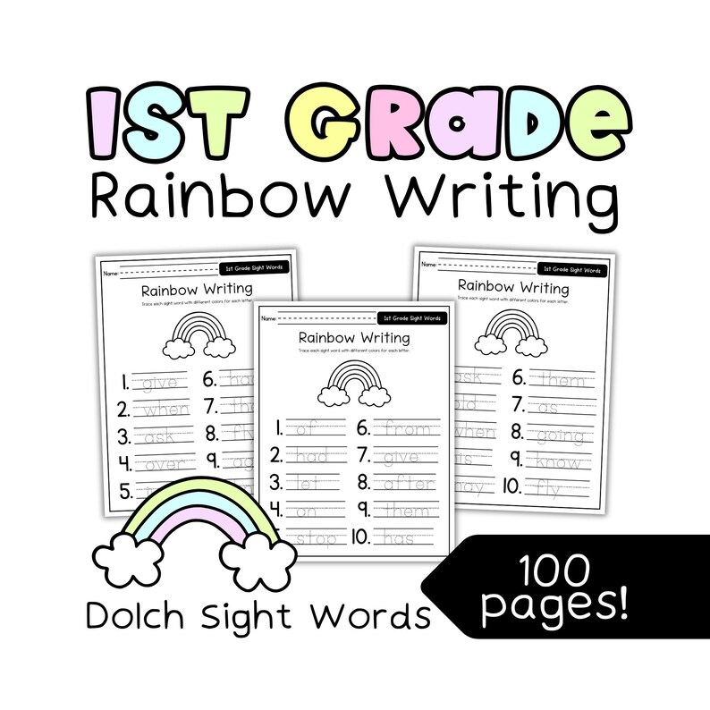 1st Grade Sight Words Worksheets | Rainbow Writing Activities | Dolch ...