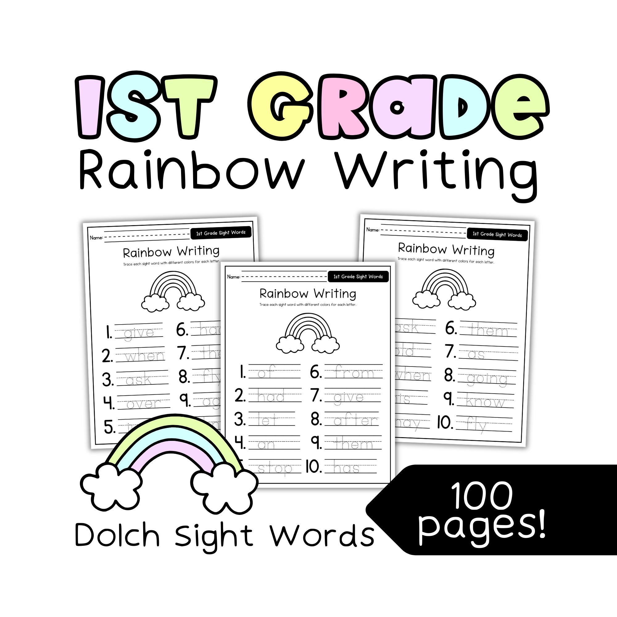 1st Grade Sight Words Worksheets | Rainbow Writing Activities | Dolch ...