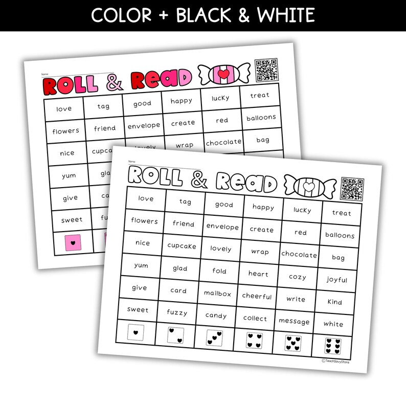 Valentine’s Day Roll and Read Activities | Literacy Centers & Reading ...