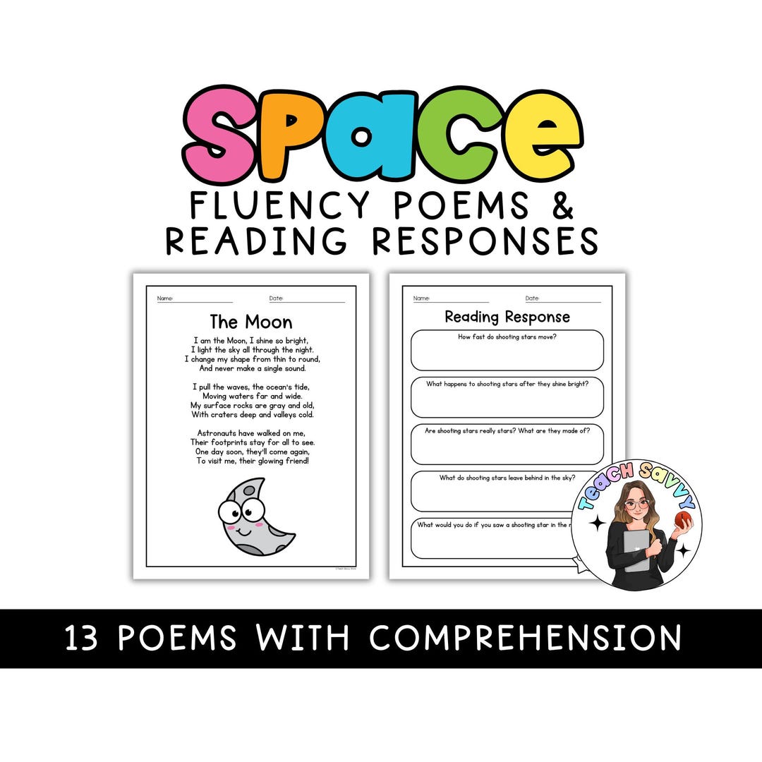 Space Fluency Poems | Fun Homeschool Reading Comprehension Passages for ...