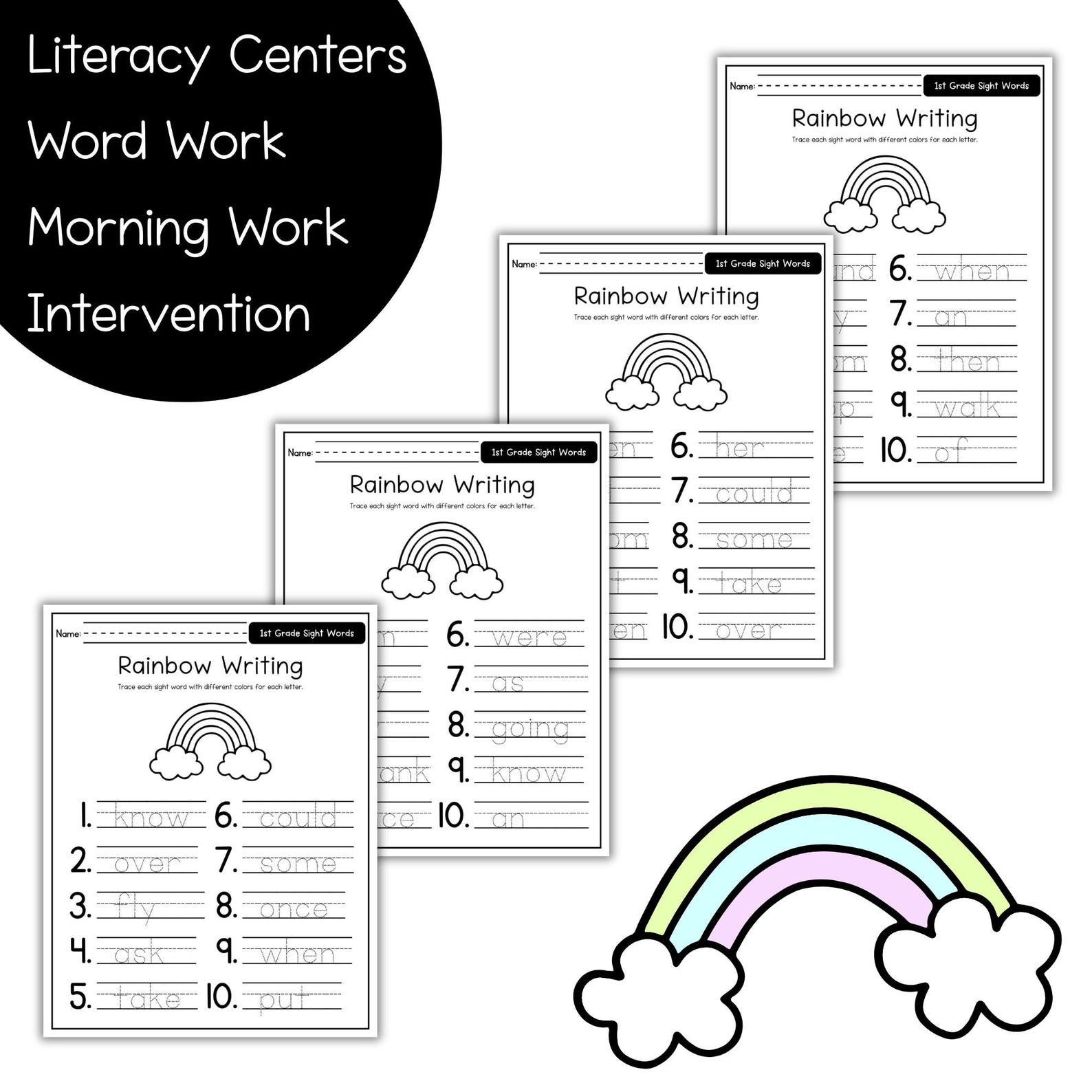 1st Grade Sight Words Worksheets | Rainbow Writing Activities | Dolch ...