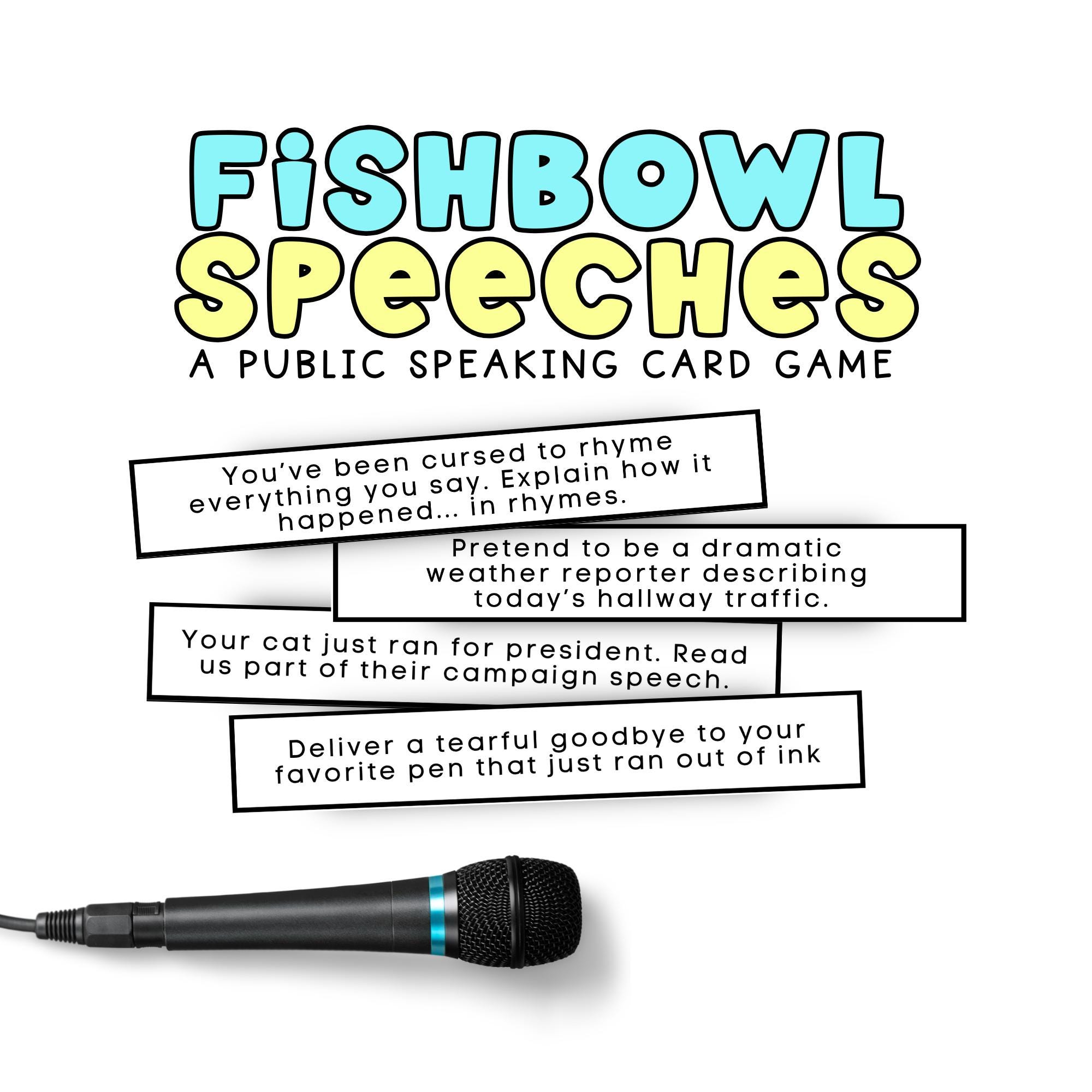 Funny Fishbowl Speech Cards for Students | 60 Public Speaking Prompts ...
