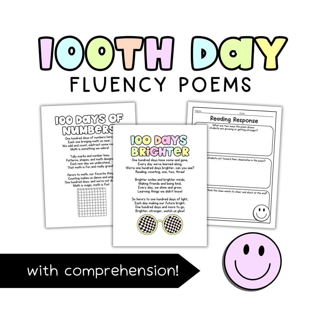 100th Day of School Printable Reading Activities | 100 Days of School ...