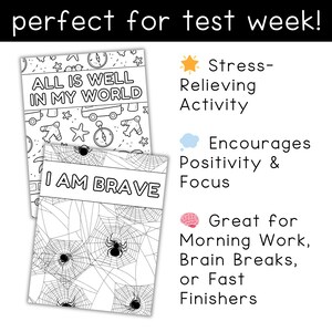 State Testing Coloring Pages With Positive Affirmations | Motivational ...