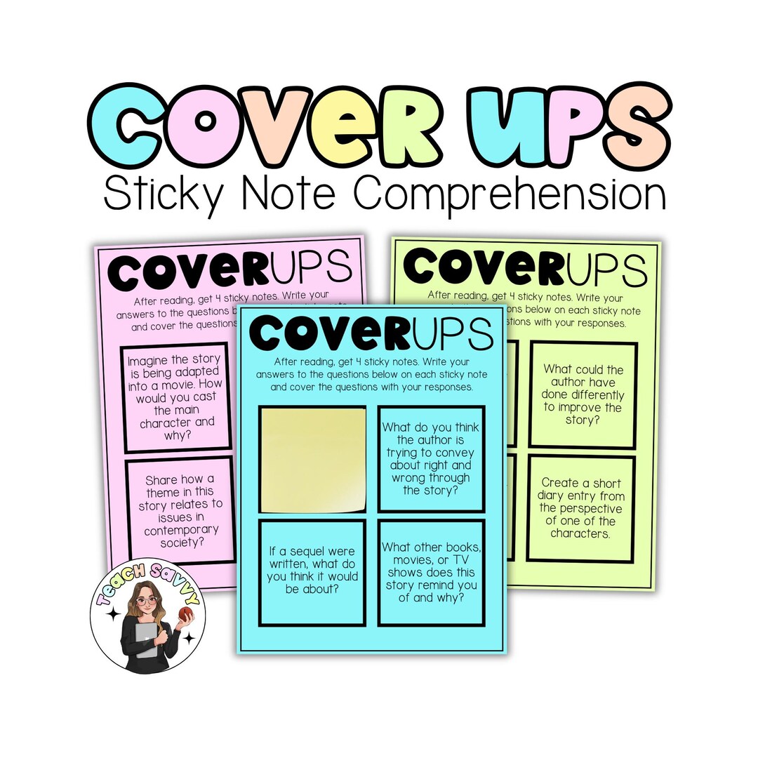 Sticky Note Reading Comprehension Activities | Reading Response Centers ...