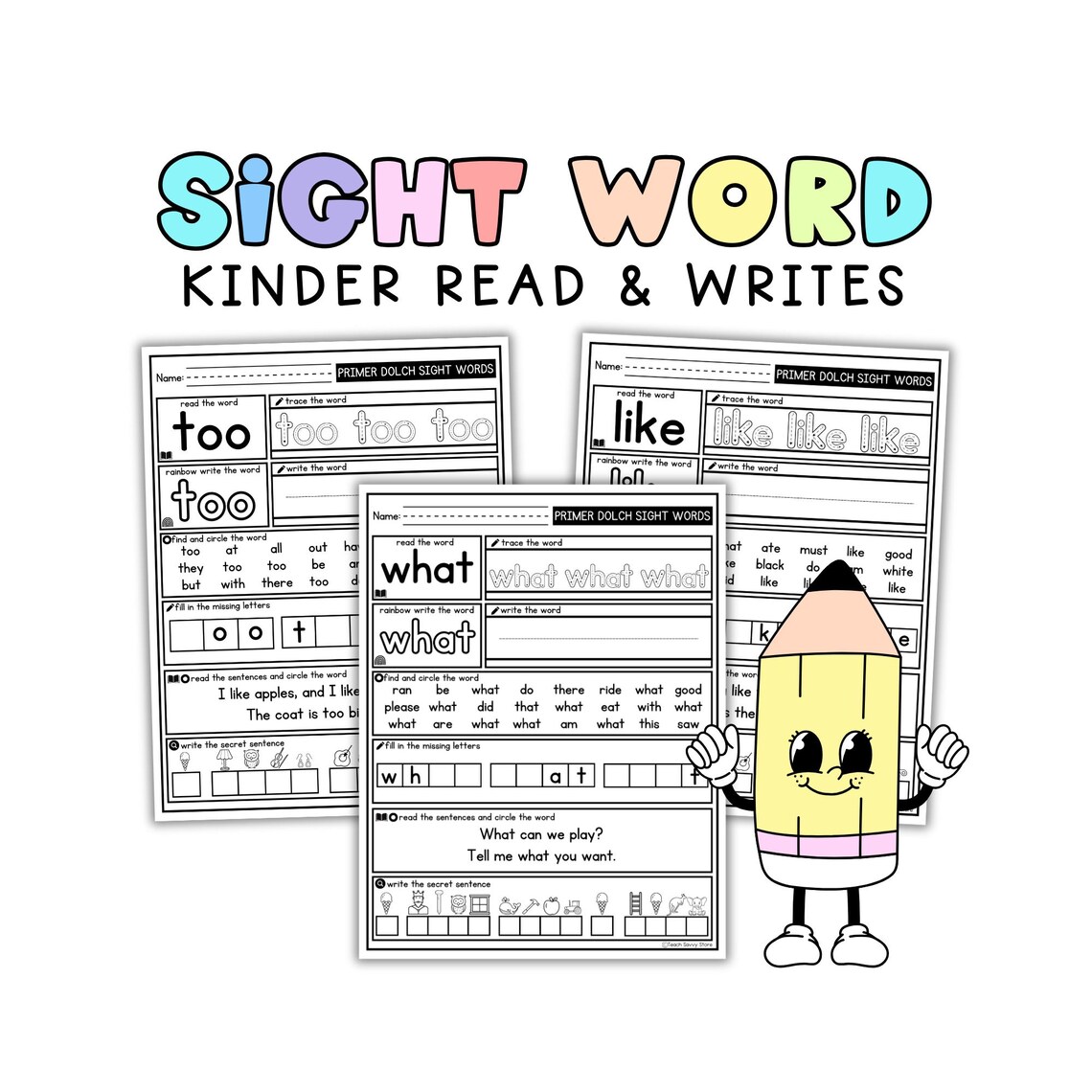 Kindergarten Dolch High-frequency Sight Words | Read & Write Practice ...