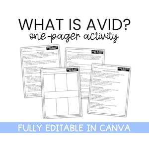 Editable AVID One-pager Activity | What is AVID Worksheet | Back to ...