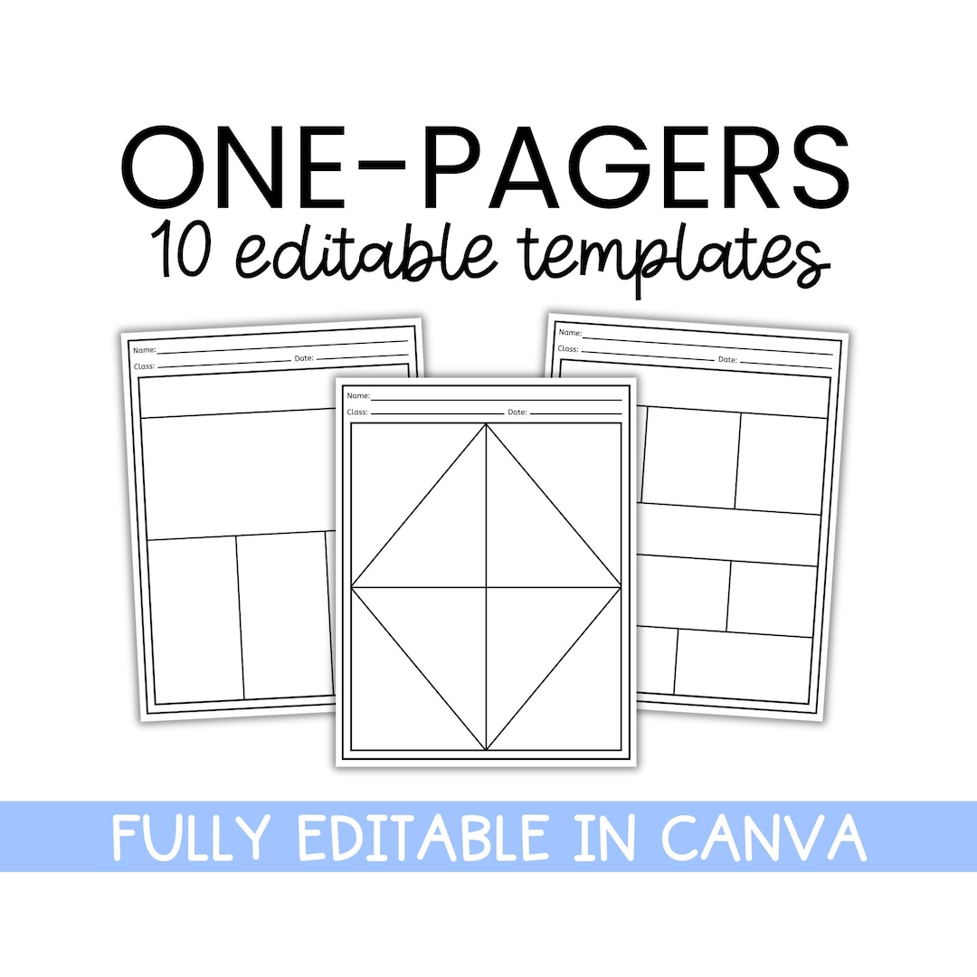 Editable Canva One-pager Templates: Reading Response, Study Skills (PDF ...