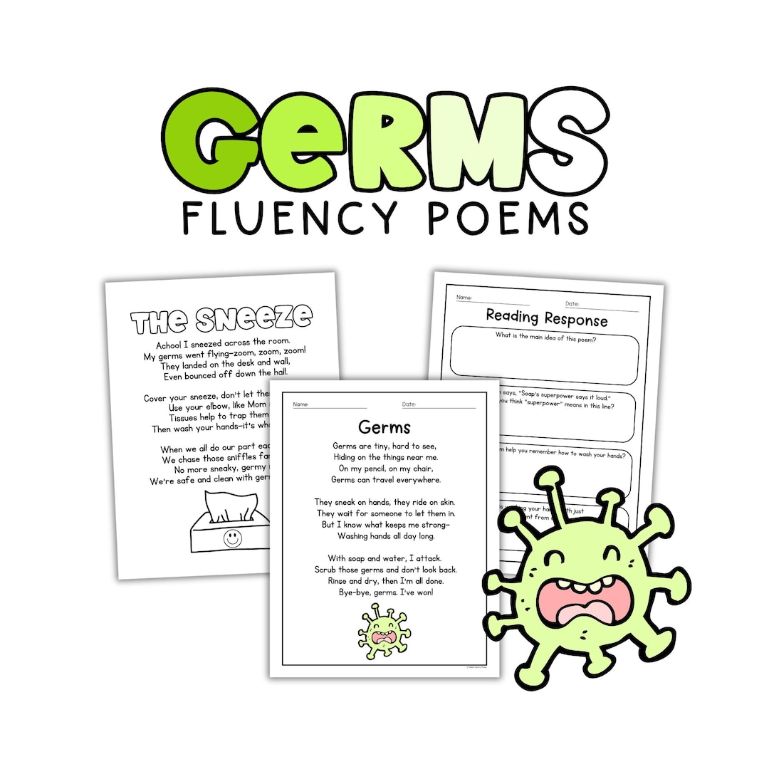 Back to School Germ Fluency Poems With Comprehension for 1st & 2nd ...