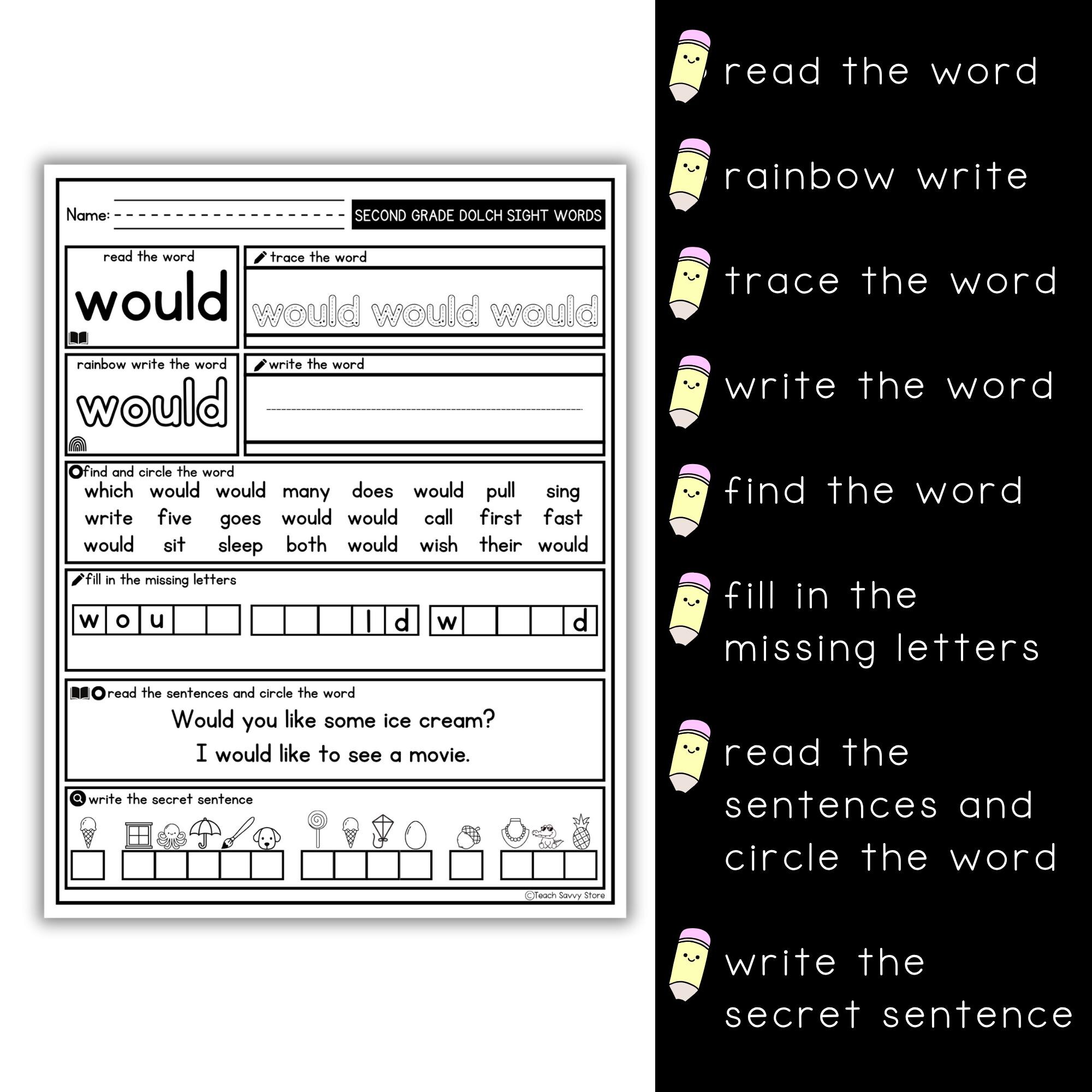 Second Grade Dolch High Frequency Sight Words | Read & Write Homeschool ...