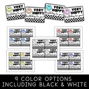 Back to School Checkered Smiley Birthday Gift Tags | Students, Teachers ...