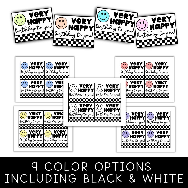 Back to School Checkered Smiley Birthday Gift Tags | Students, Teachers ...