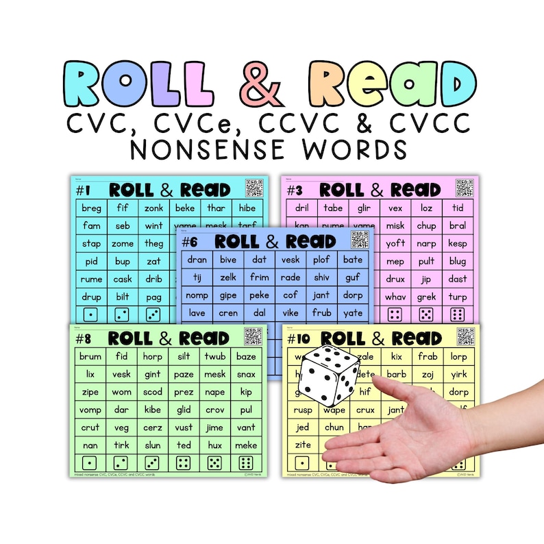 Mixed Nonsense CVC | Cvce | CCVC | CVCC Words | Roll and Read Games for ...